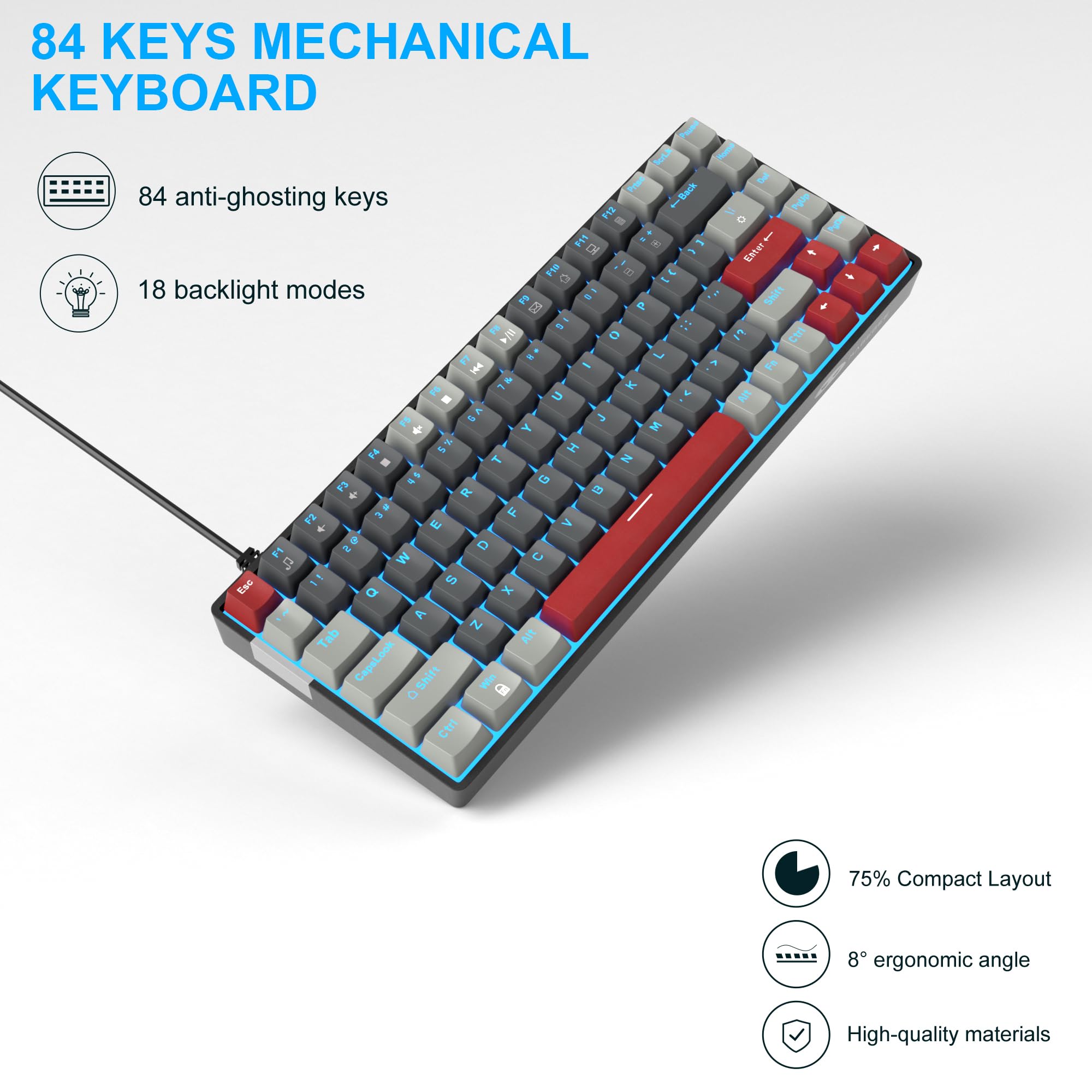 Mua MageGee 75% Mechanical Keyboard, Wired Gaming Keyboard with Blue ...