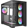 SAMA Mid-Tower PC Case, Curved Tempered Glass, 7 Pre-Installed ARGB PWM ...