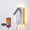 MOLUOLA LED Wall Lamp Wall Mounted Reading Lights, Adjustable Headboard Plug in Wall Sconce with ...