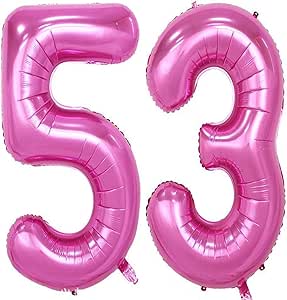 Amazon.com: 40inch Pink Foil 53 Helium Jumbo Digital Number Balloons ...