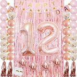 Amazon.com: Rose Gold 12 Balloon Number - Large, 40 Inch | Foil 12th ...