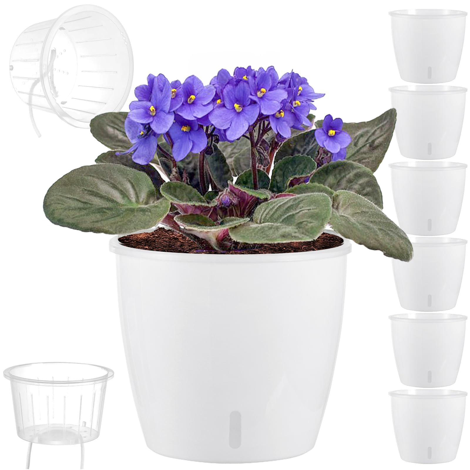 KvyusFlourish Self Watering Pots for Indoor Plants, 6-Pack 6.7'' Self ...