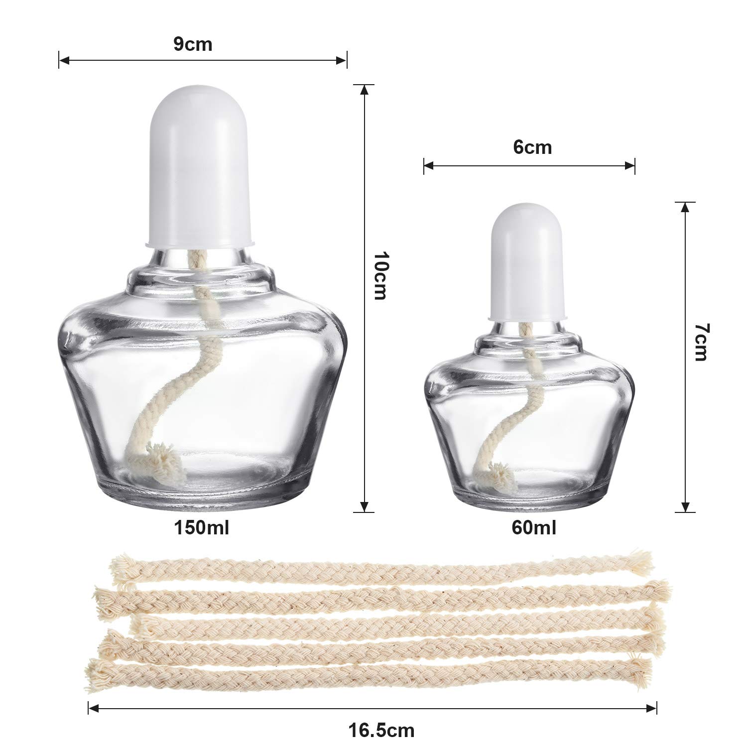 2 Pieces 60 ml and 150 ml Glass Alcohol Lamp/Burner Lab Equipment ...
