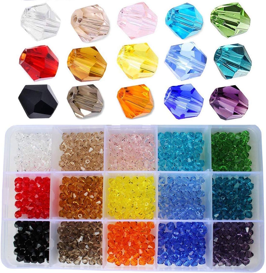 BALABEAD 6mm Bicone Faceted Crystal Glass Beads for Jewelry Making, DIY ...