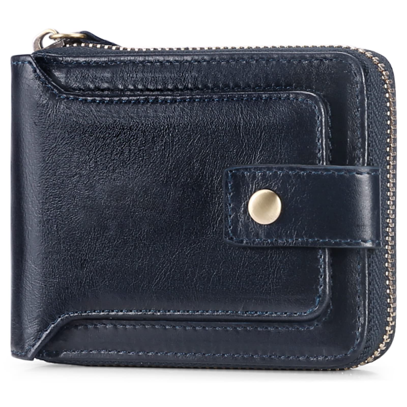 GOIACII Zipper Wallet for Men Genuine Leather RFID Blocking Mens Wallet ...