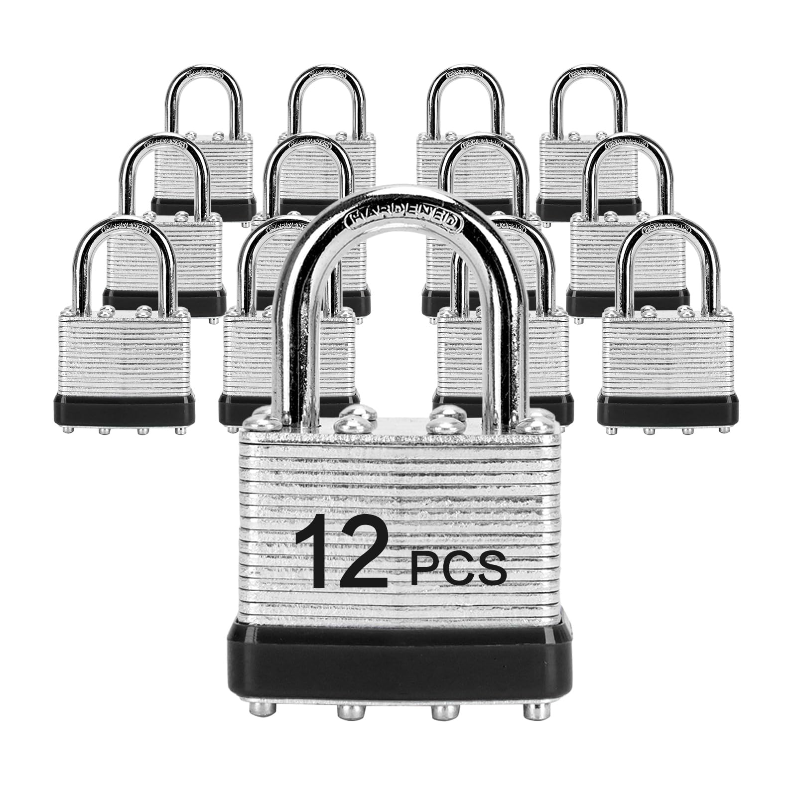 Padlocks with Same Key, LQYN 12 Pcs Laminated Keyed Padlock (1-9/16 ...