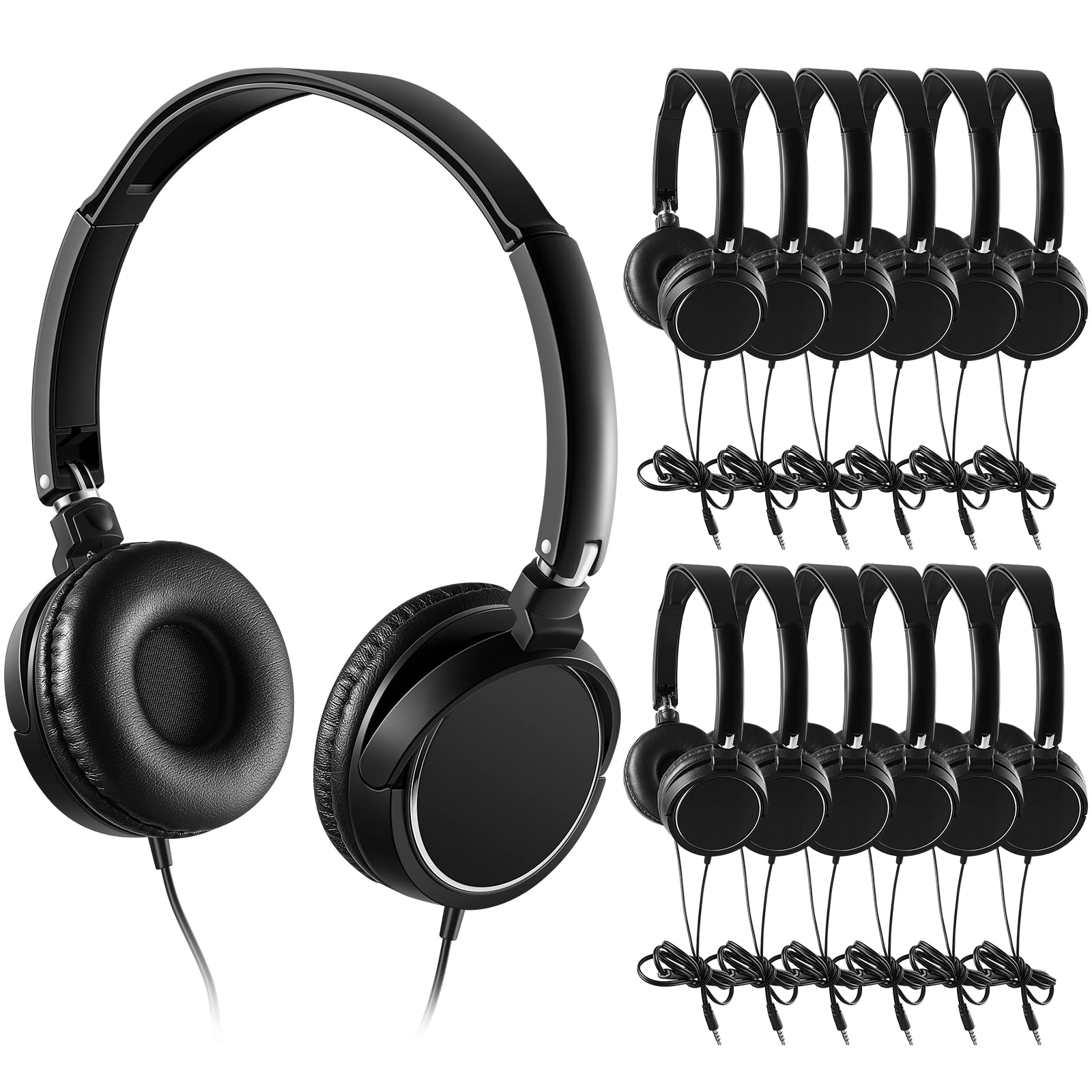 24 Pack Classroom Headphones Bulk Student Headphones with Microphone ...