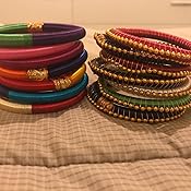 Buy NAKSH Handcrafted Traditional Wear Multi-color Silk Thread Bangle set with Zari & Gota Work ...