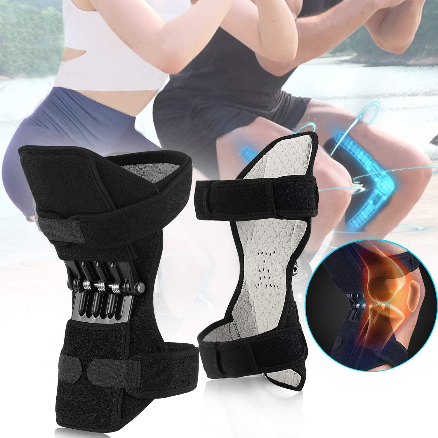 Knee Booster Joint Support Pad Spring Knee Strap Brace for Hiking ...