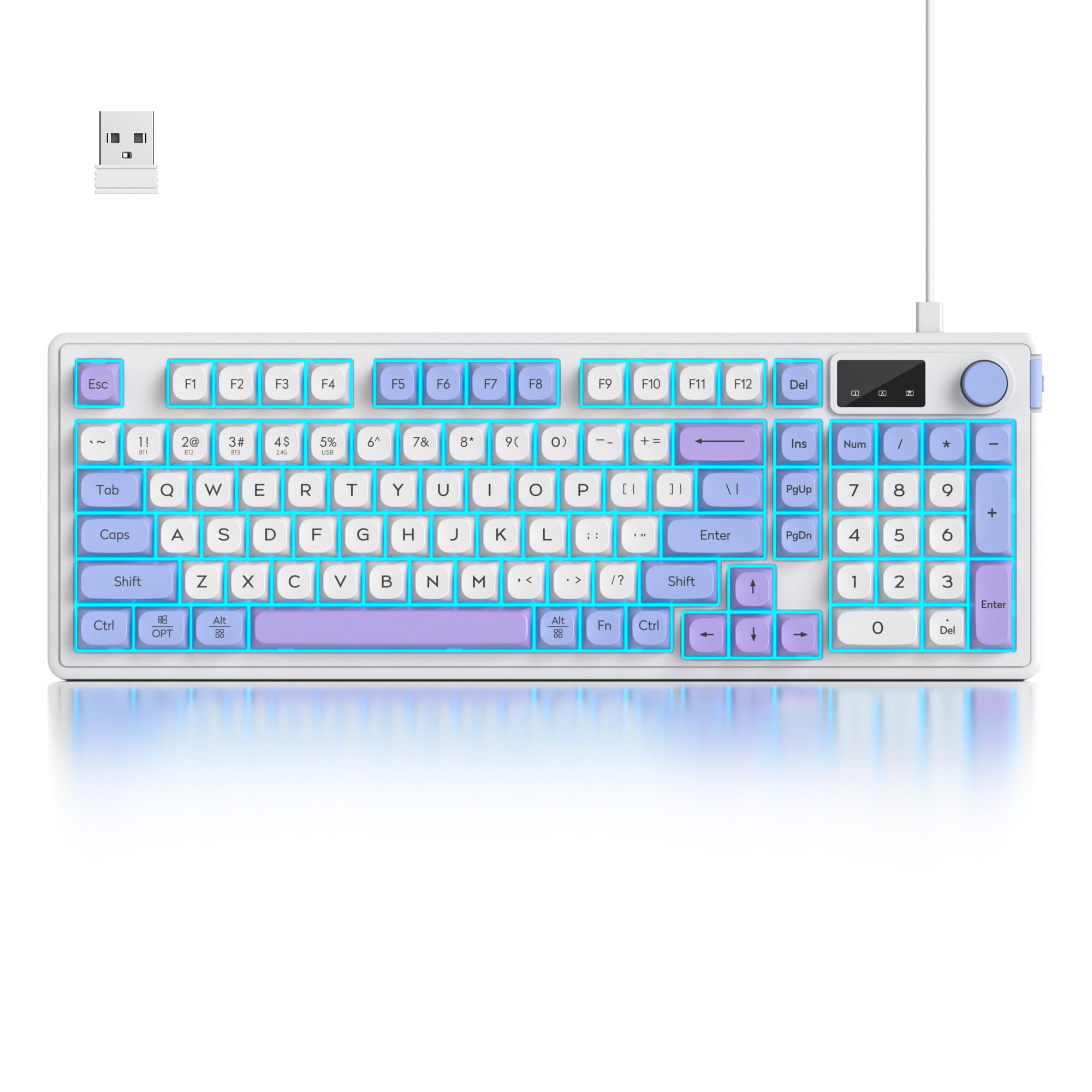 Fogruaden 96% Quiet Silent Wireless Gaming Keyboard with Number Pad ...