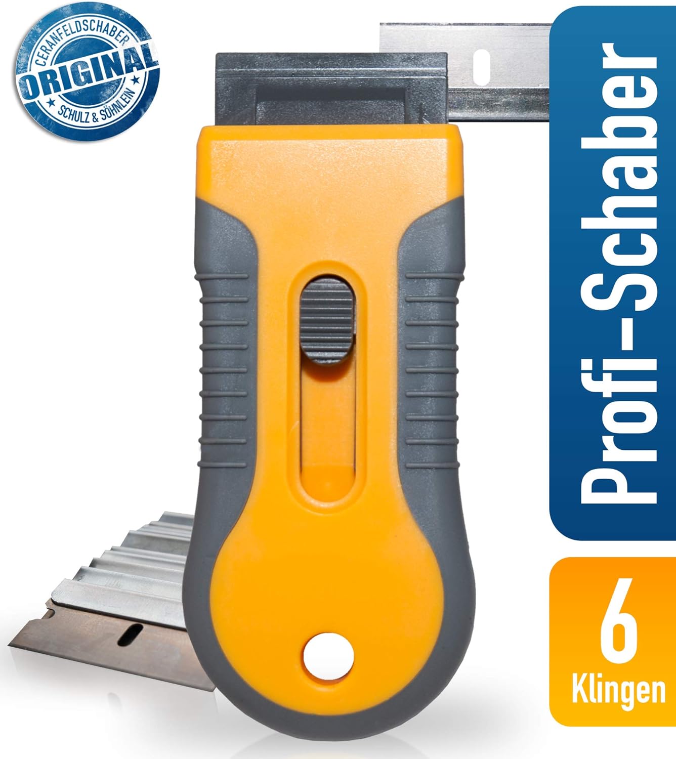 Schulz & Söhnlein Premium Ceranfeldschaber mit 6 Edelstahlklingen/gelb ...