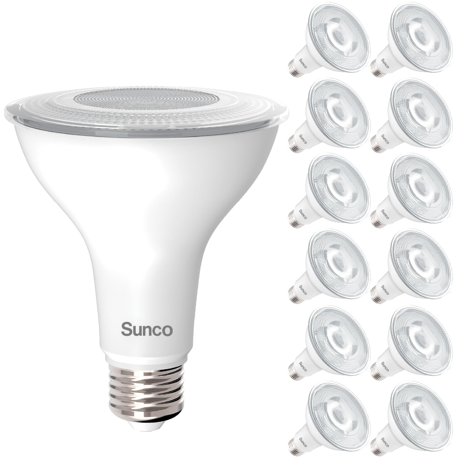 Sunco 12 Pack PAR30 LED Bulb, Exterior Flood Lighting, Long Neck ...