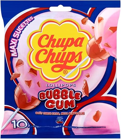 Chupa Chups Sachet de 10 Sucettes Fourrées Bubble Gum 6,6 g: Amazon.fr ...