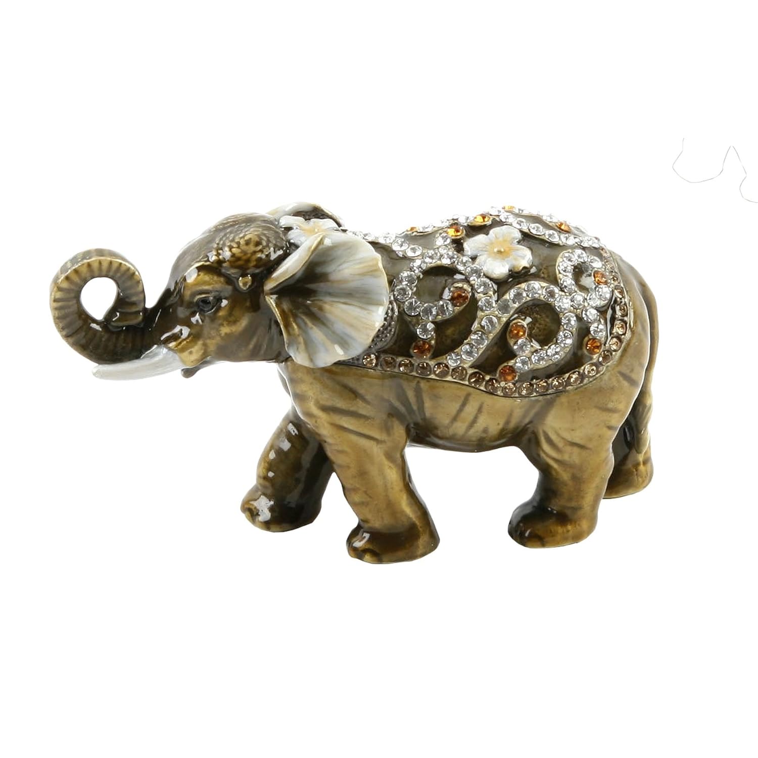 Elephant with Curled Trunk Trinket Box - Ornament - Treasured Trinkets ...