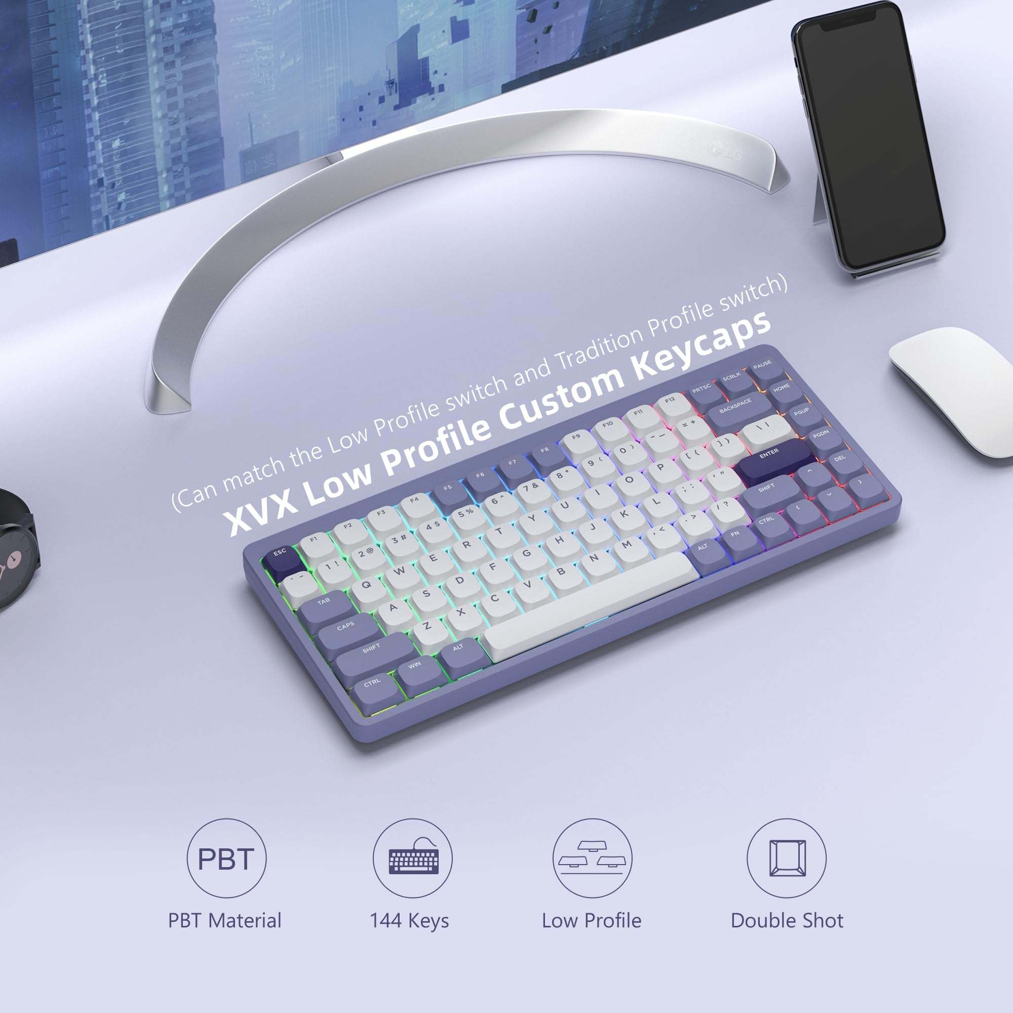 Mua XVX Low Profile Keycaps, PBT Keycaps 144 Keys, Skyline Custom ...