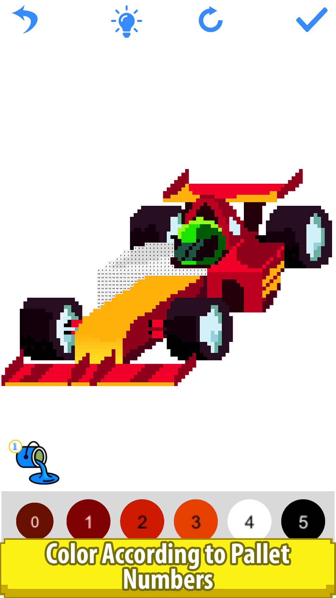 Racing Cars Pixel Art - Paint by Number, Sandbox Coloring Pages:Amazon ...