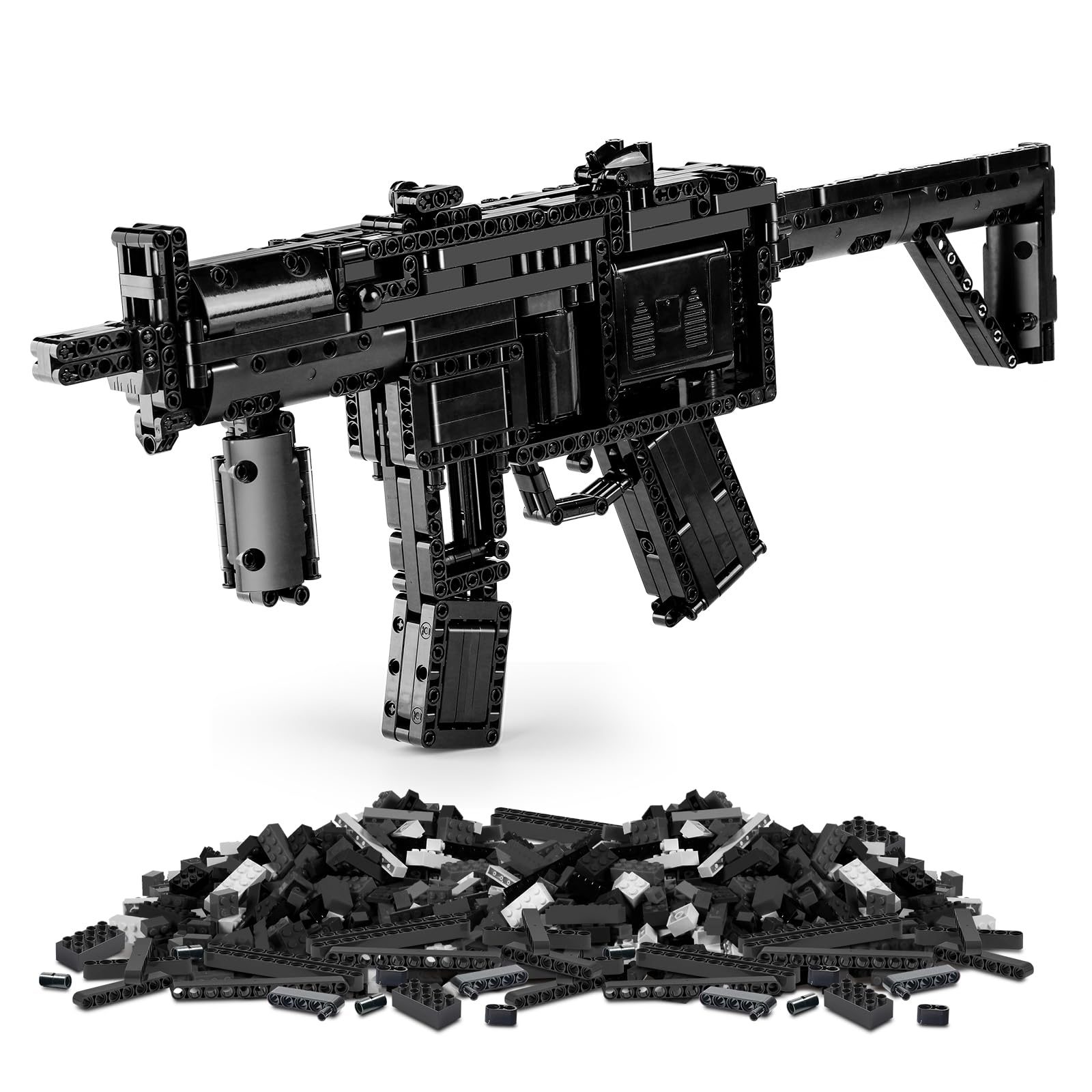 Lrure 1:1 MP5 Electric SMG Building Block Guns Sets – Tactical 1589PCS ...