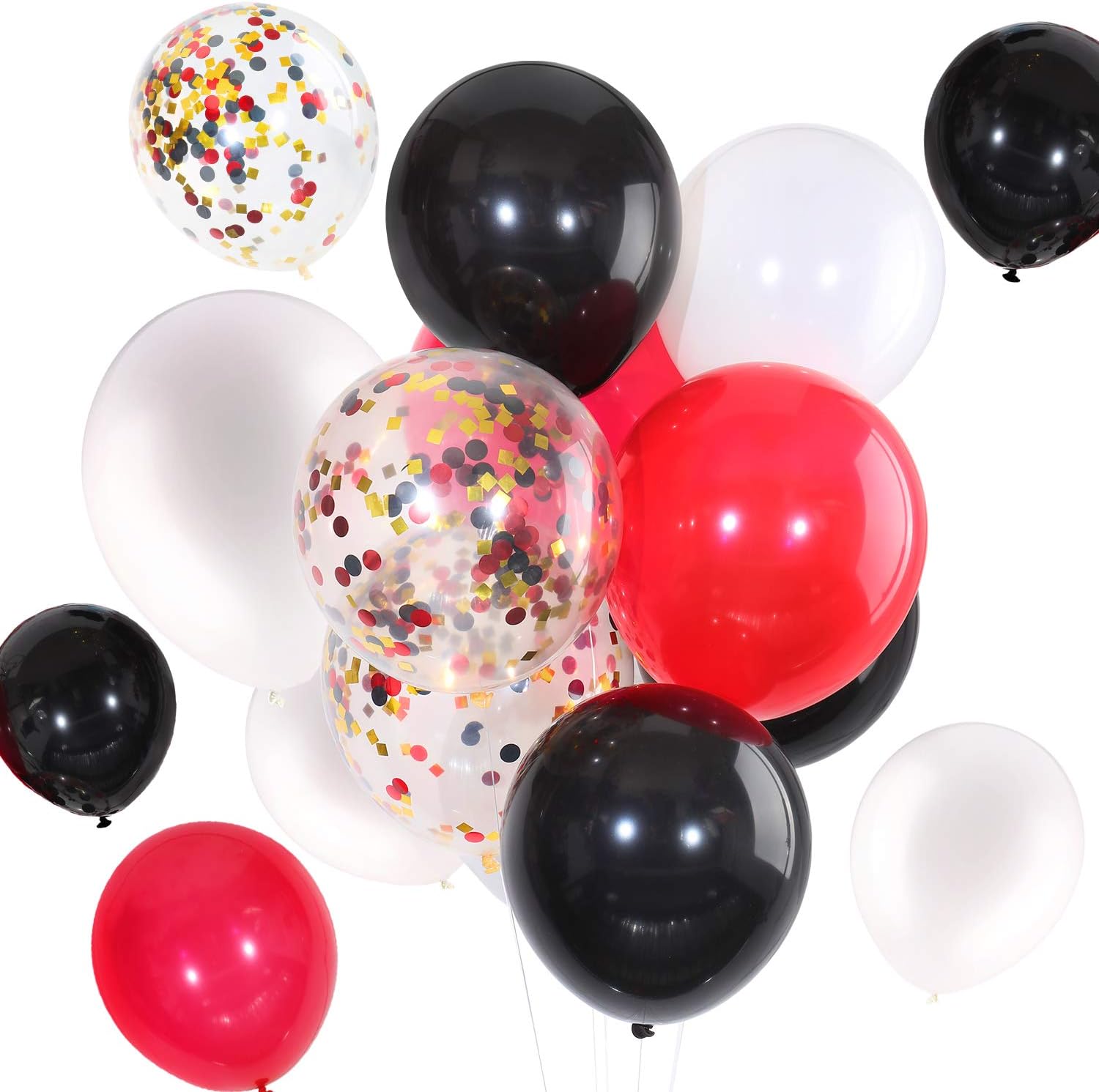 Amazon.com: Tatuo 90 Pieces 12 Inch White Black Red Balloons Black Red ...