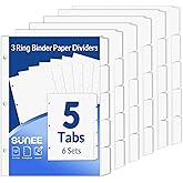 Amazon.com : SUNEE Binder Dividers with Tabs for 3 Ring Binder, 8.5 x ...