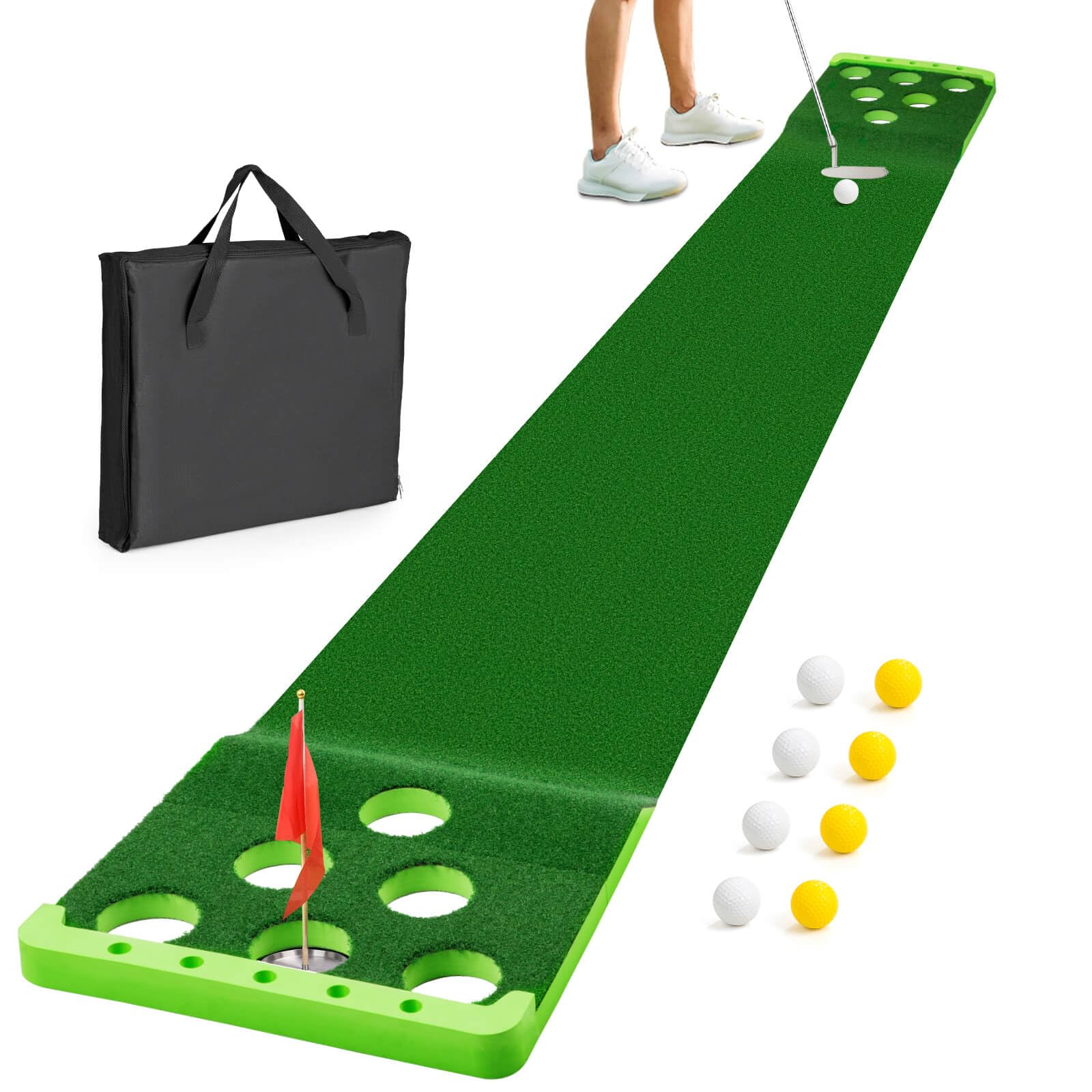 Sagsewful Golf Pong Putting Game Set with Front Border for Indoor ...