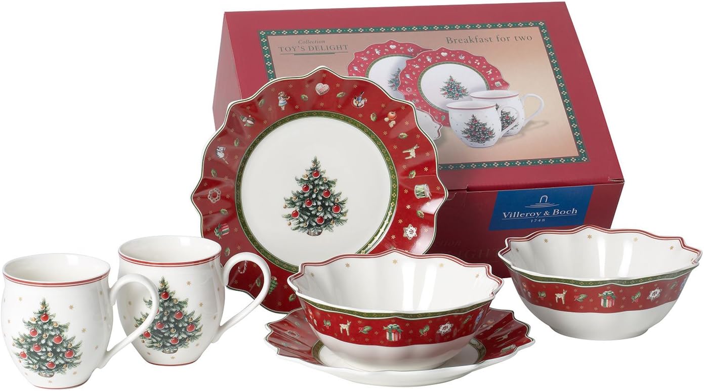 Villeroy & Boch 6-Pieces Toy’s Delight Breakfast Set for 2, Red ...