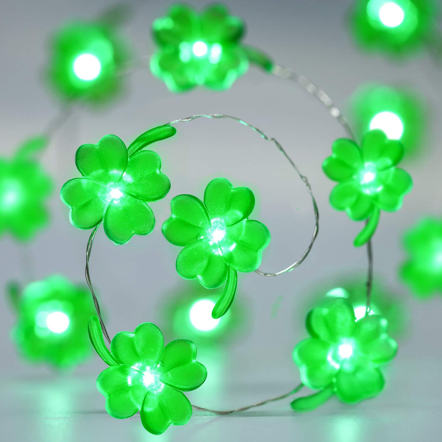 Lucky Clover String Light, Waterproof 10 ft 40 LEDs Light Four-Leaf ...