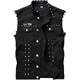 Rock Punk Denim Vest Jacket - Men's Motorcycle Jeans Waistcoat with ...