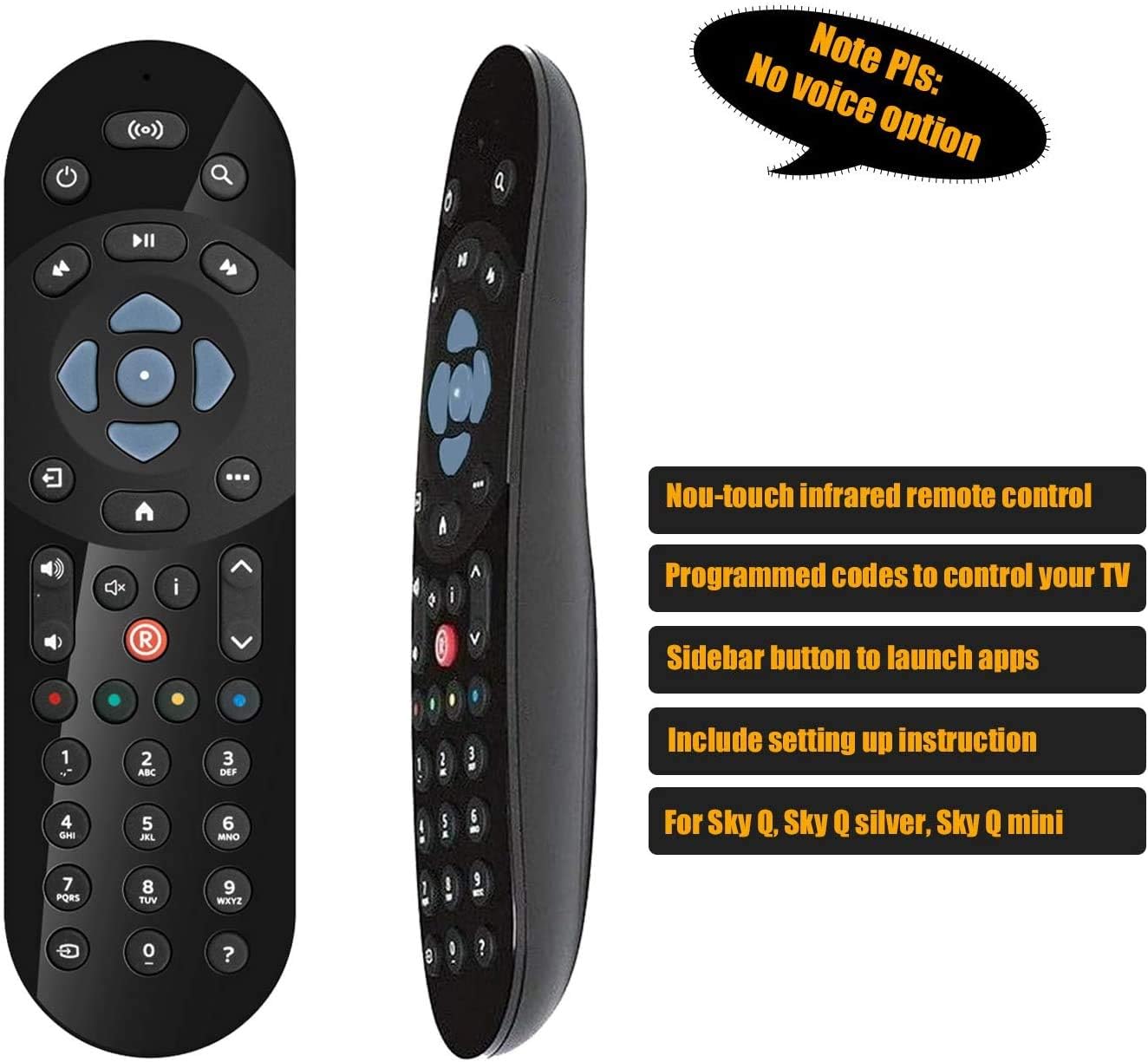 New Replacement For SKY Q Non-touch Infrared Remote Control Compatible ...
