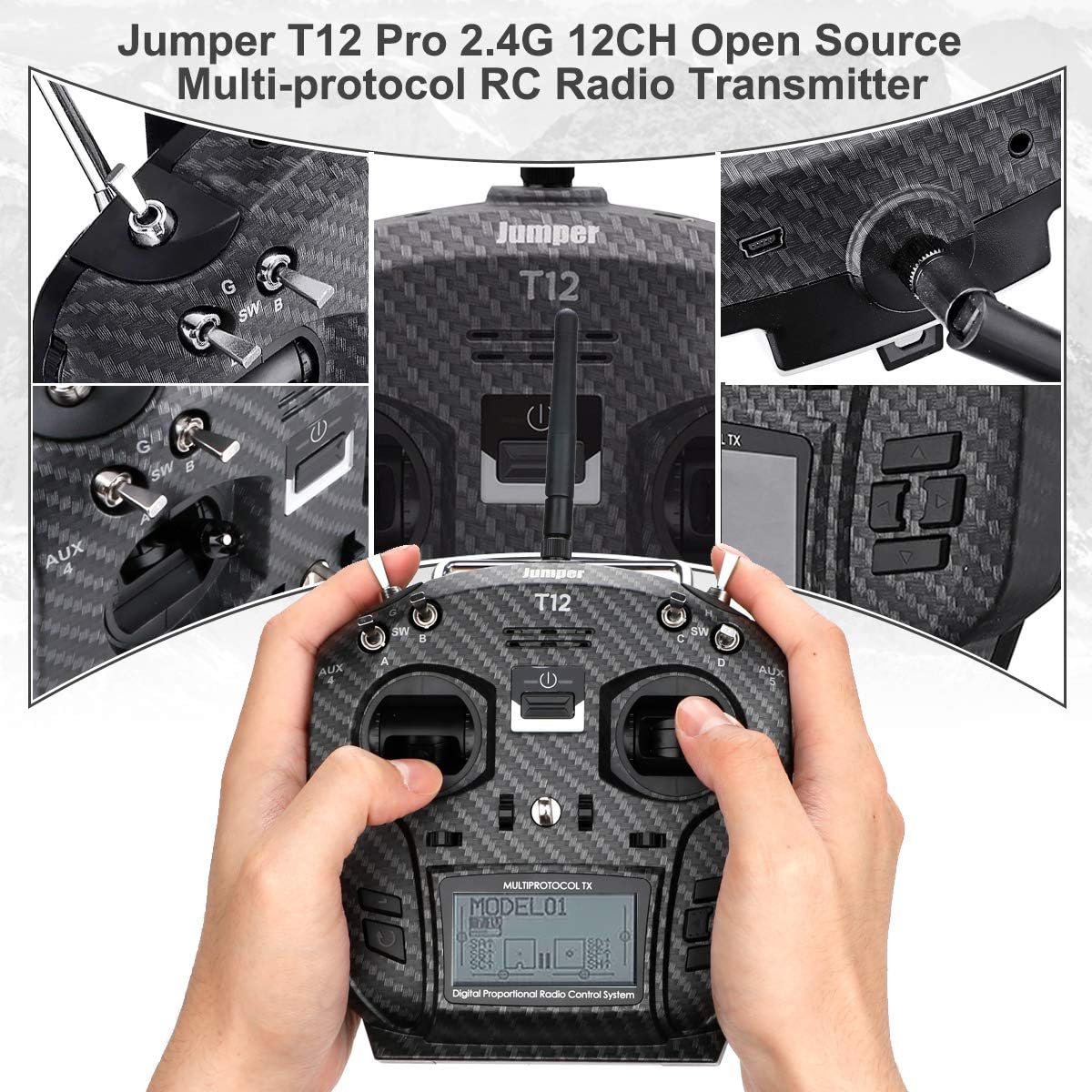 Jumper T12 Pro Radio Transmitter Hall Gimbals 2.4G 12CH Open Source ...