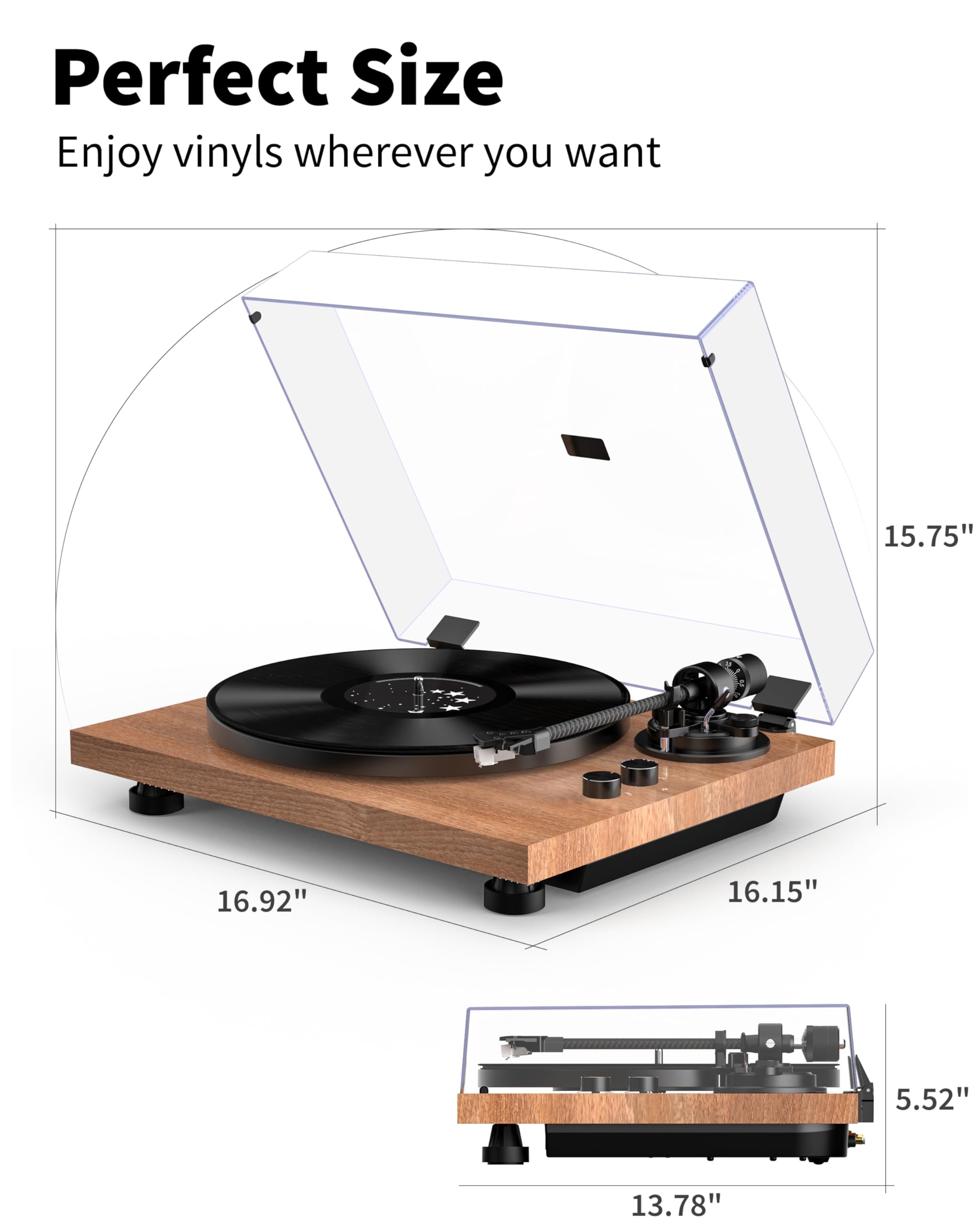 Mua Turntable Vinyl Record Player Bluetooth Output Built-in Preamp ...
