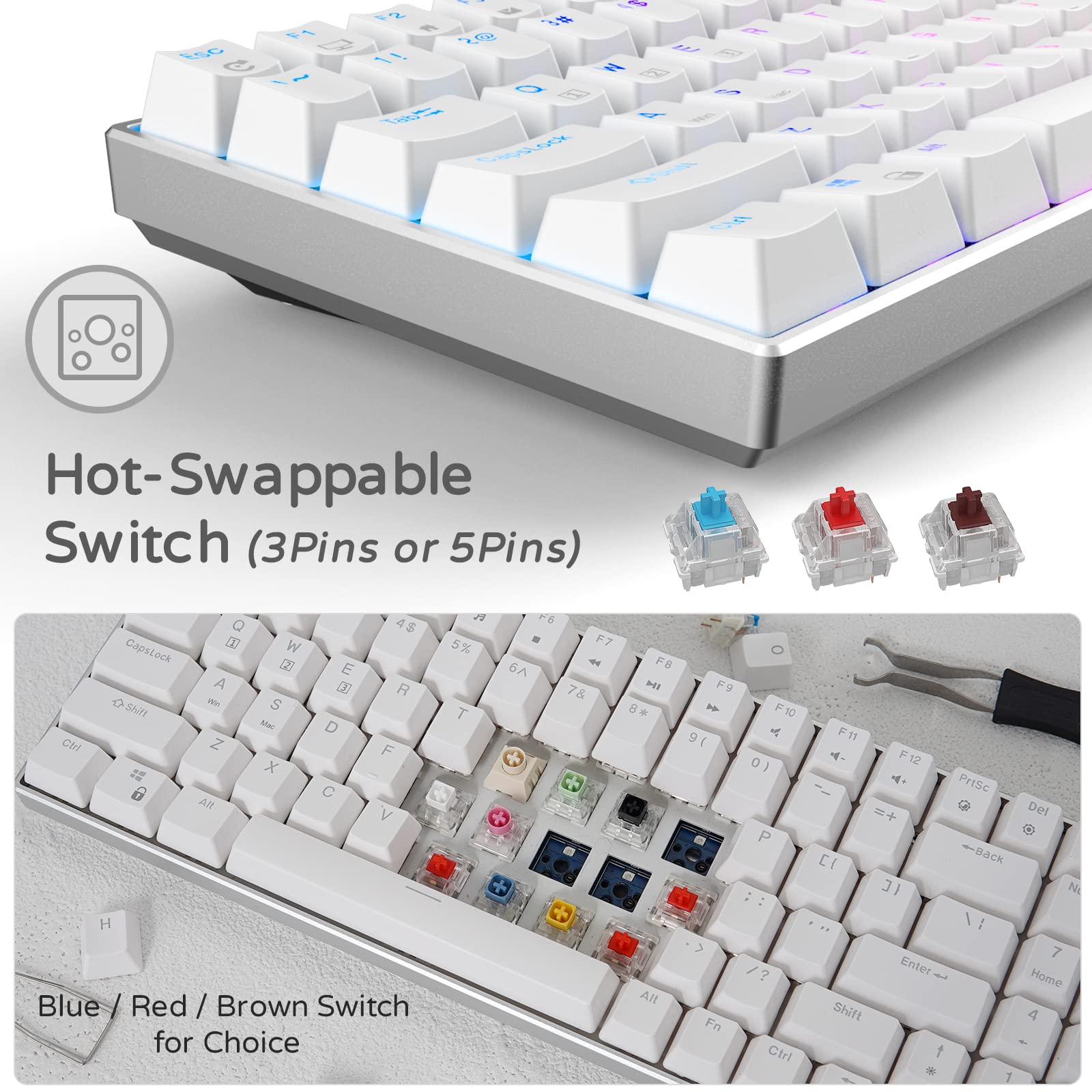 Mua RK ROYAL KLUDGE Wireless Mechanical Keyboard RK100 Pro, 2.4G ...