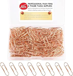Amazon.com : Rose Gold Paper Clips 200 pcs Smooth Finish Steel Wire ...