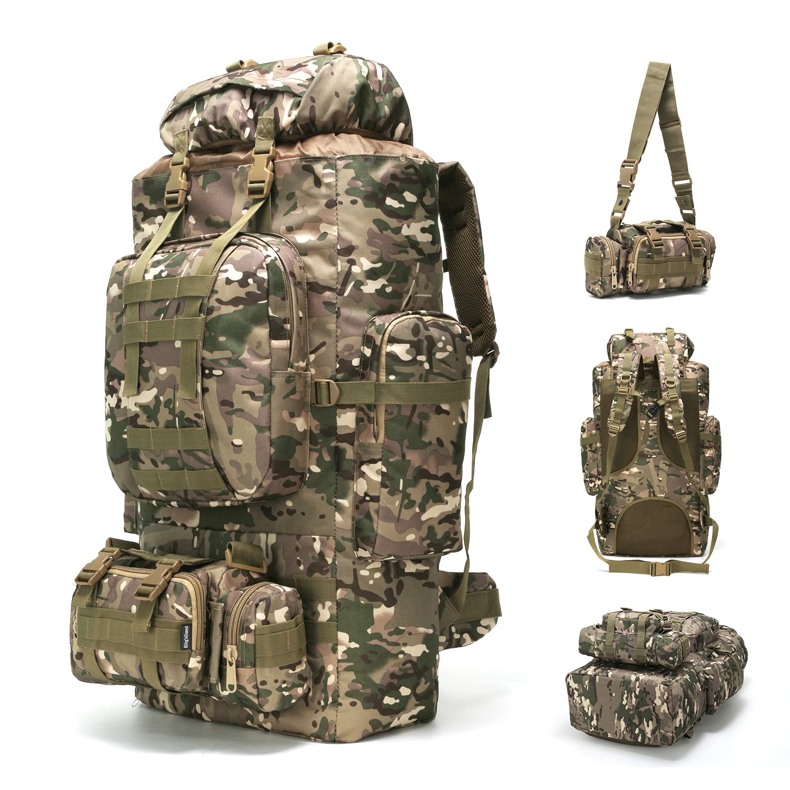 King'sGuard 100L Camping Hiking Backpack Molle Rucksack Military ...