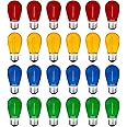24Pack S14 Colored LED String Light Bulbs,1Watt Plastic Shatterproof ...