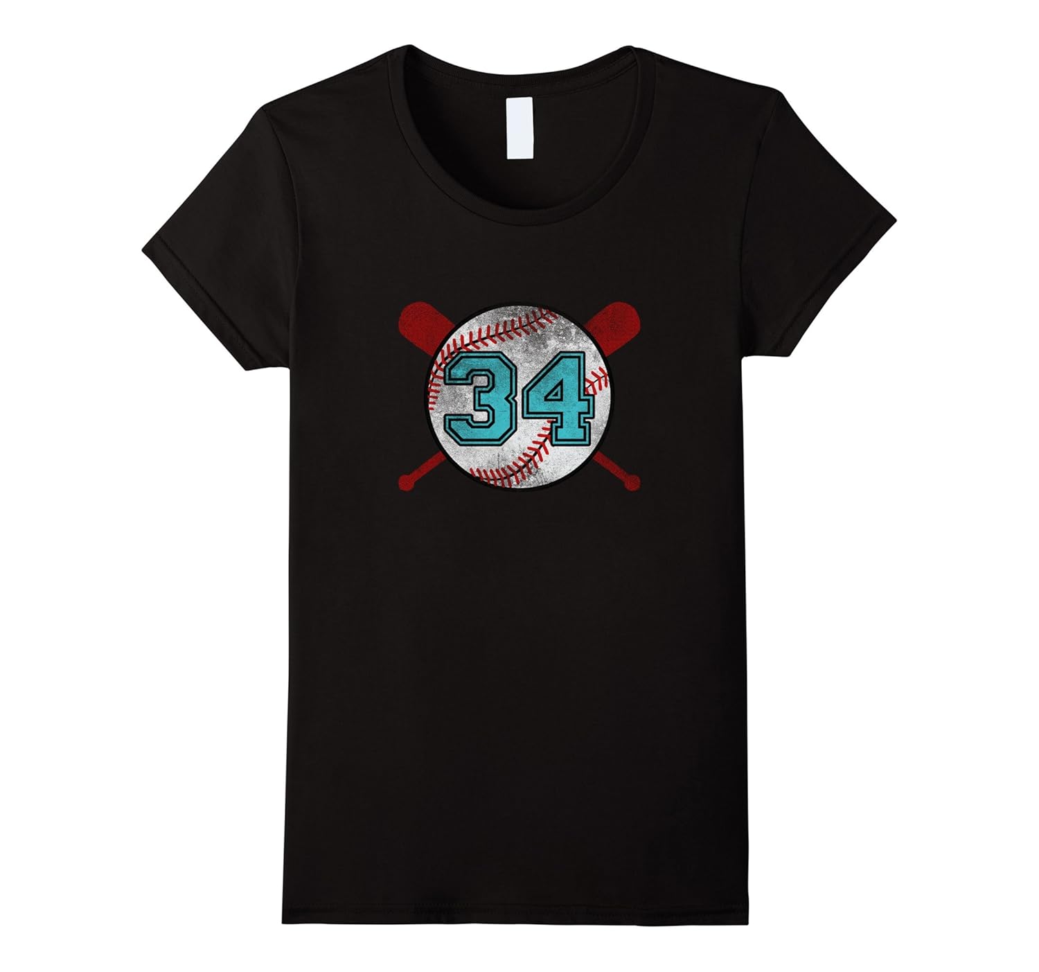 Distressed Baseball Jersey Number T-Shirt #34 Thirty-four-4LVS