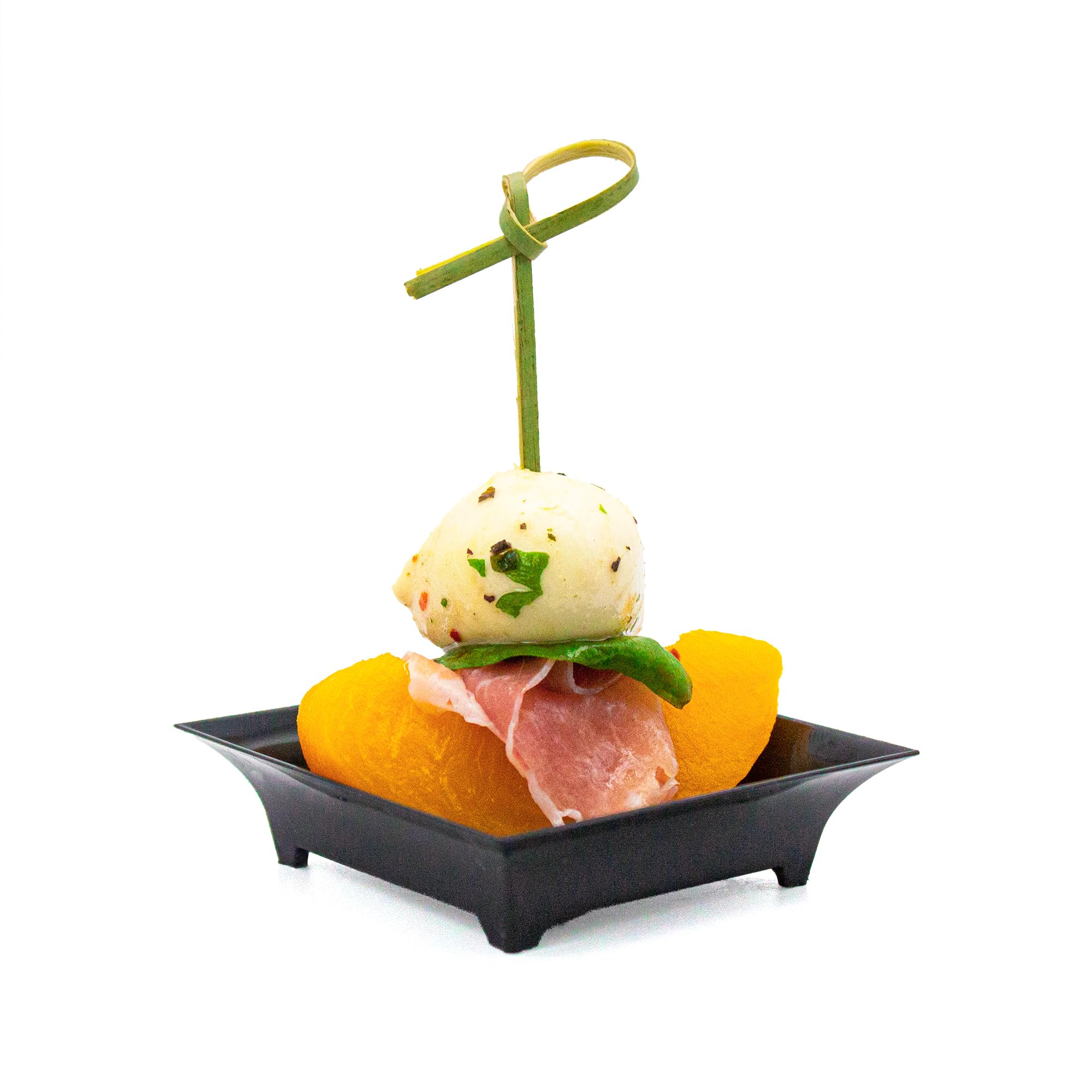 48 Pack Tiny Square Black Plastic Tray Mini Appetizer Plates for Party ...