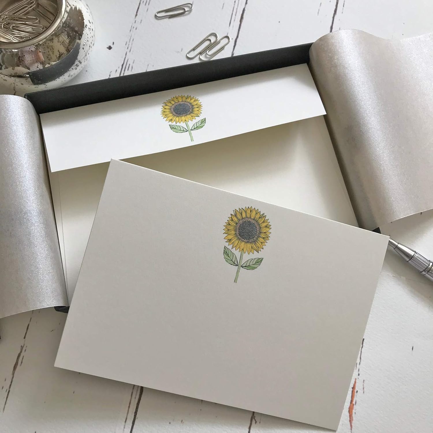 Wagtail Designs Notelets with a Sunflower Illustration in a Lovely ...