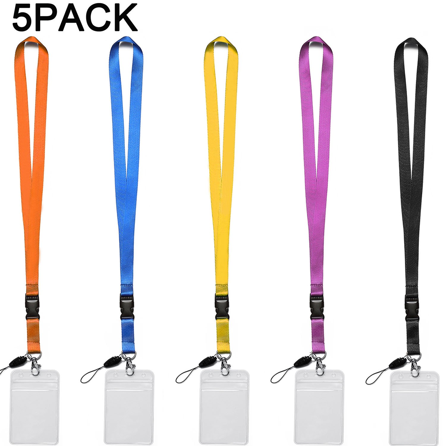 ID Name Badge Holder Vertical With Blue Lanyard Quick Release Safety 