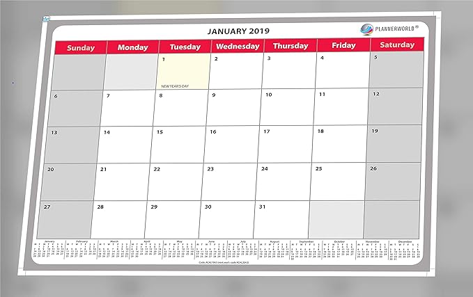 Calendrier mural 2018 Format A3 Cal Planning avec cases Fil de ...