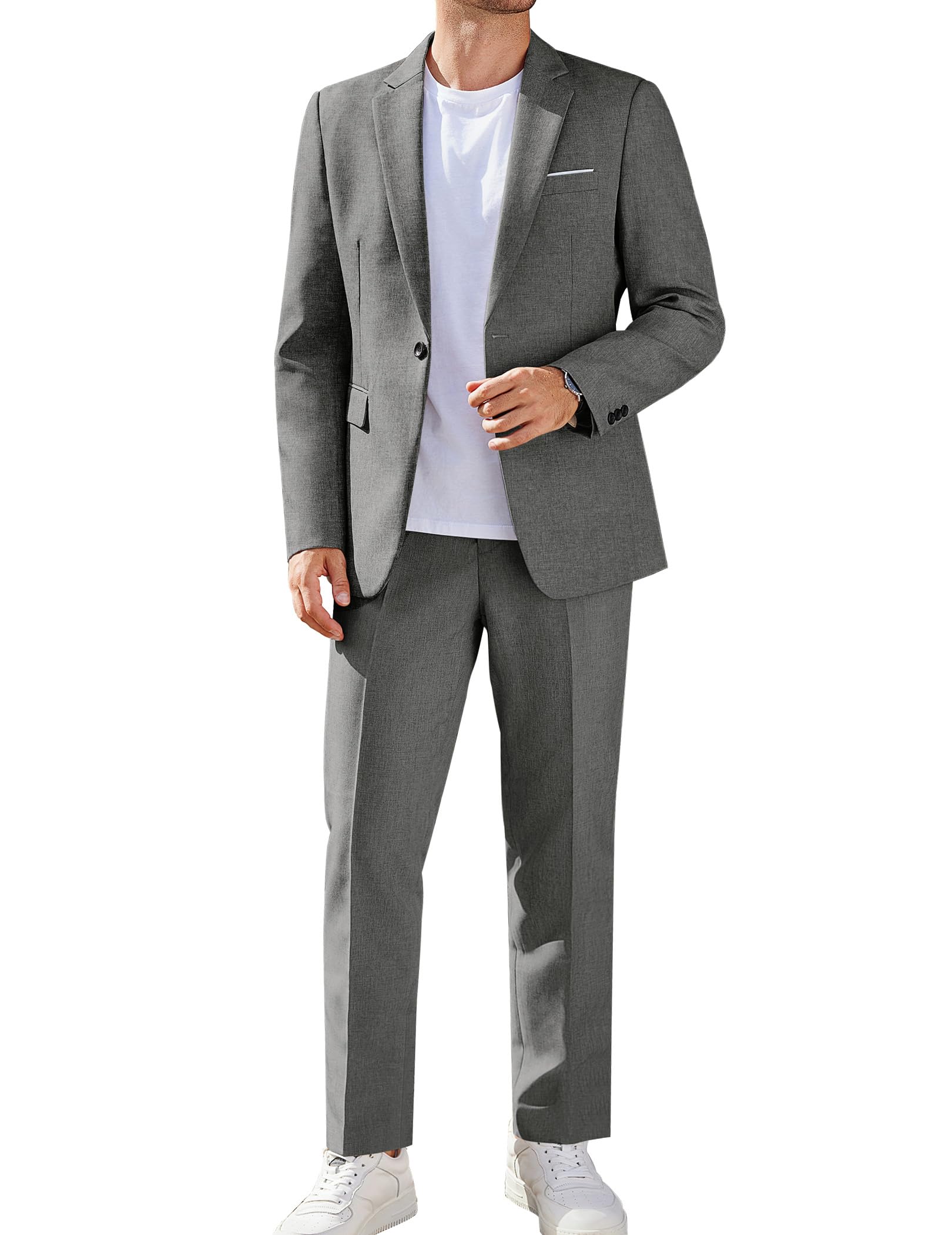 COOFANDY Mens Suits Slim Fit 2 Piece Set One Button Notch Lapel Blazer ...