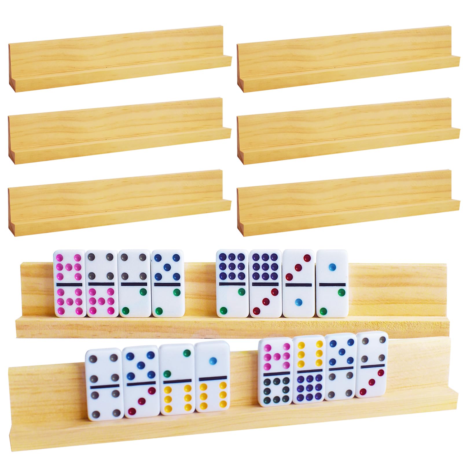 Yuanhe Wooden Domino Holder Racks - Dominoes Tile Tray Organizer Stands ...
