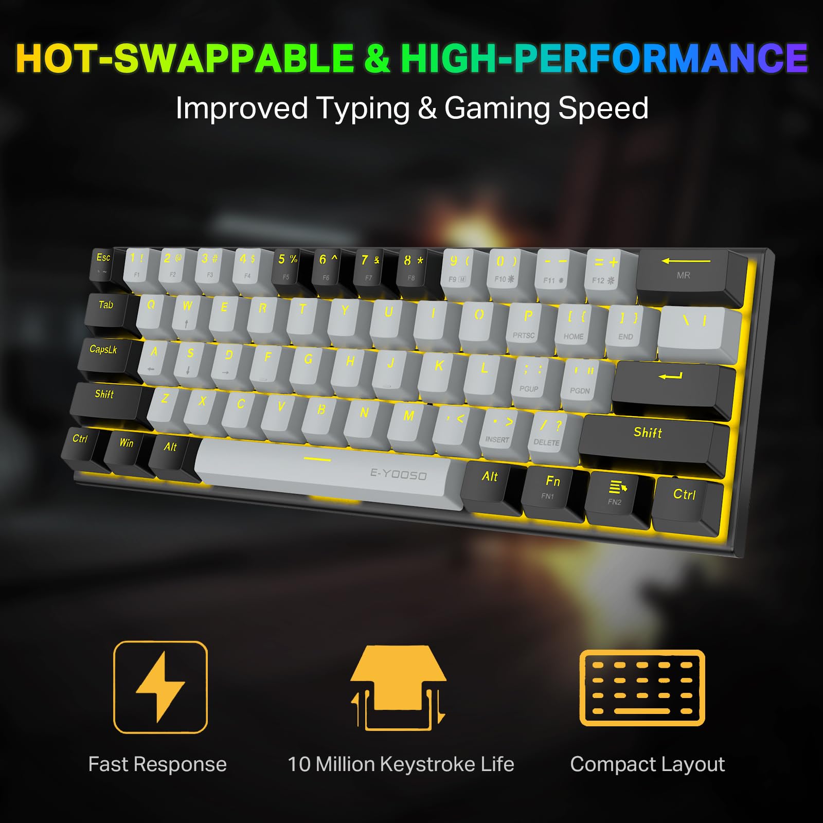 Mua 60% Mechanical Keyboard, Red Switches Mechanical Gaming keyboard ...