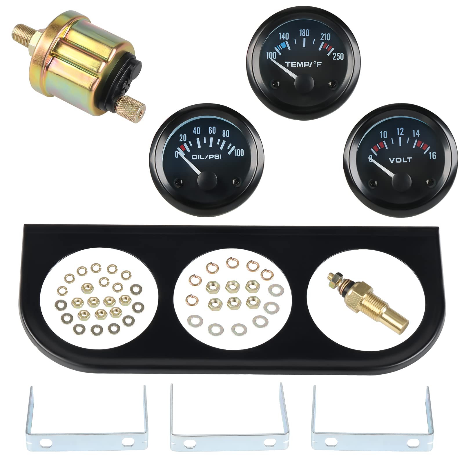 WATERWICH 3 in 1 Car Meter Auto Gauge?Voltmeter + Water Temperature ...