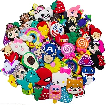 Amazon.com: 100 PCS Random Charms for Croc Cartoon Cute Design Shoe ...