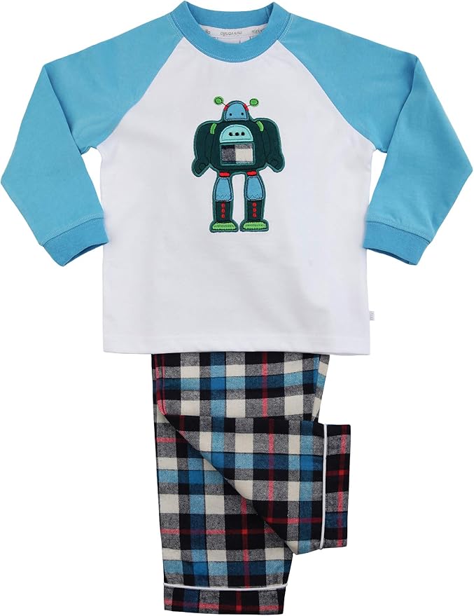 Mini Vanilla London Boys Robot Red Check Pyjamas: 100% Cotton Boys ...