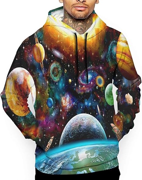 Solar System Planets Art Men's Fashion Print Sweatshirts Pullover ...