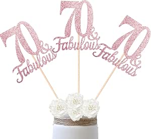 Amazon.com: 10-Pack Double Sided Glitter Rose Gold Fabulous 70th ...