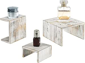 Amazon.com: MyGift Shabby Whitewashed Wood Small Jewelry Riser Stands ...