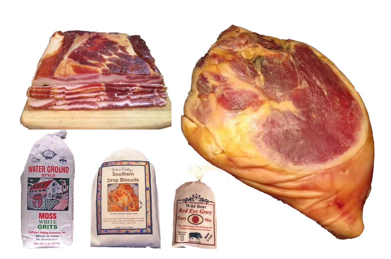 Best of the South Gift Box - Whole Ham - Slab Bacon - Grits - Biscuits ...