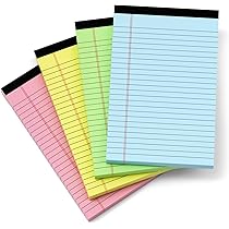 Yellow Note Pad 6-Pack Colored Legal Pads (5x8") - Purple & Pink Lined ...